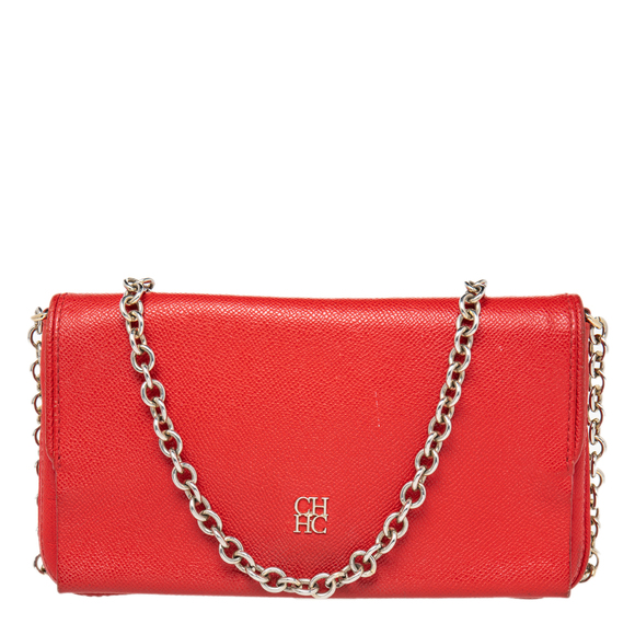 Carolina Herrera | Bags | Ch Carolina Herrera Red Monogram Leather ...